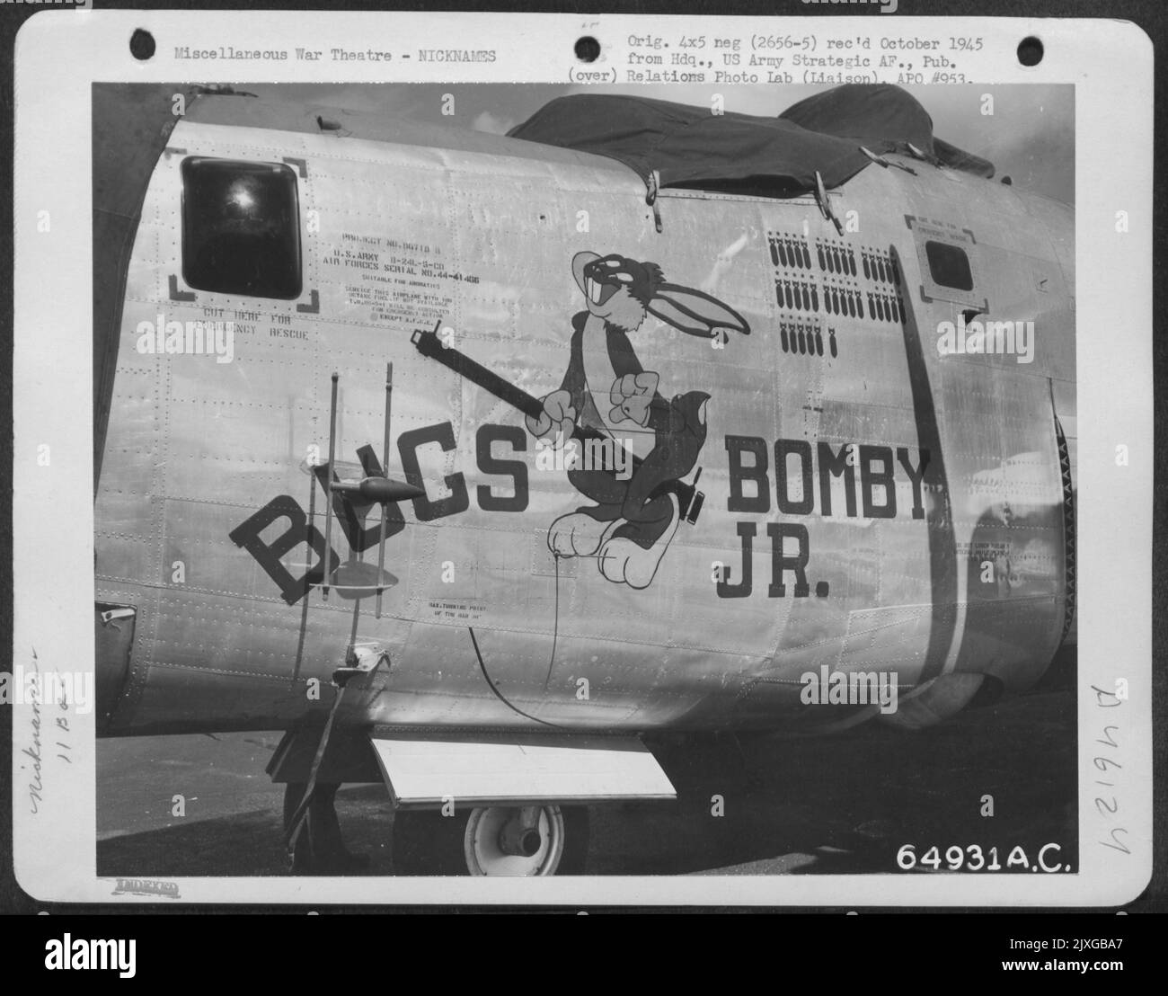 The Consolidated B-24 "Liberator," 'Bugs Bomby Jr.', Of The 11Th Bomb ...