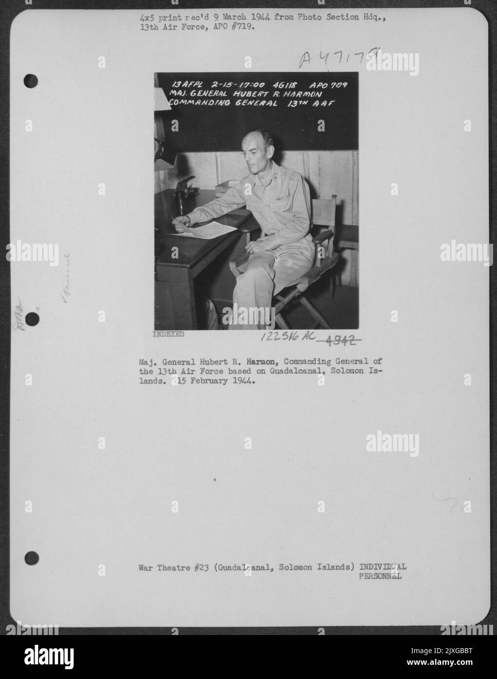 Major General Hubert R. Harmon, Ommanding General Of The 13Th Air Force ...