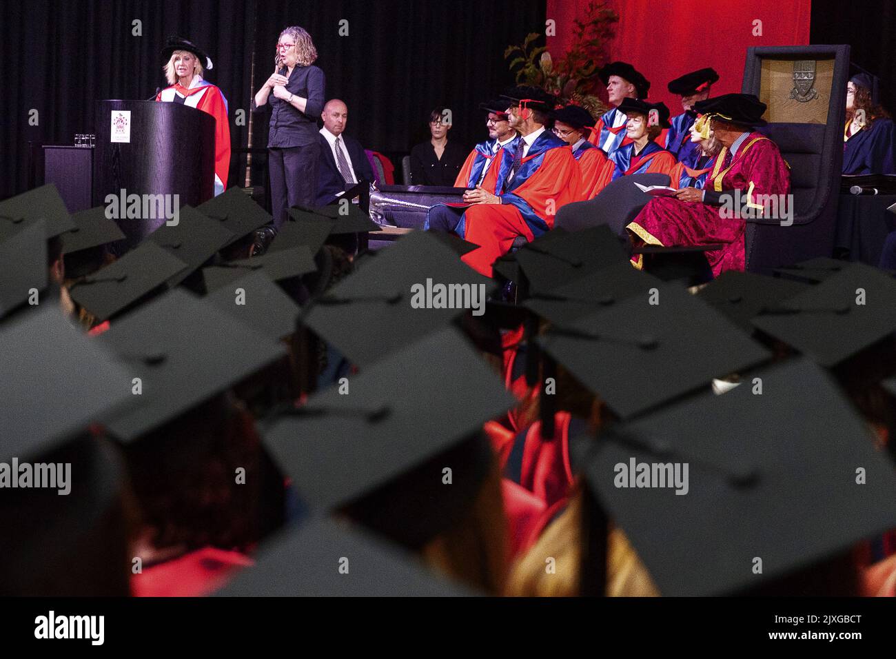 Olivia Newton-John addresses the audience after receiving an Honorary ...