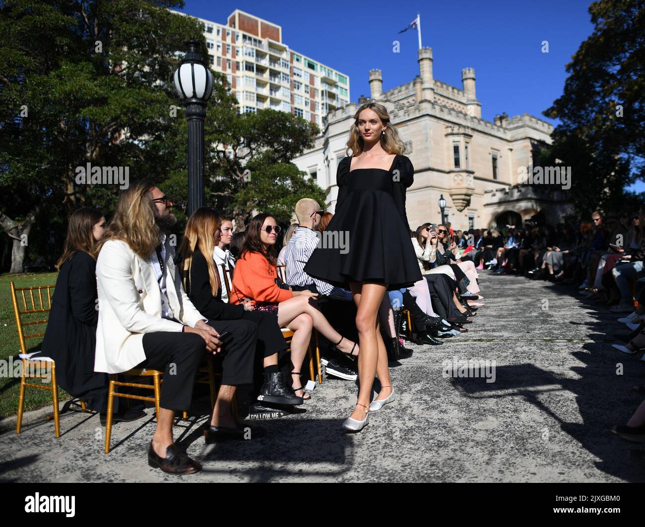 A model wears a creation by MacGraw during the Mercedes-Benz Fashion ...