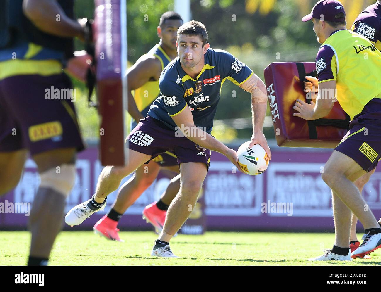 Andrew McCullough looks on during the Brisbane Broncos training session ...