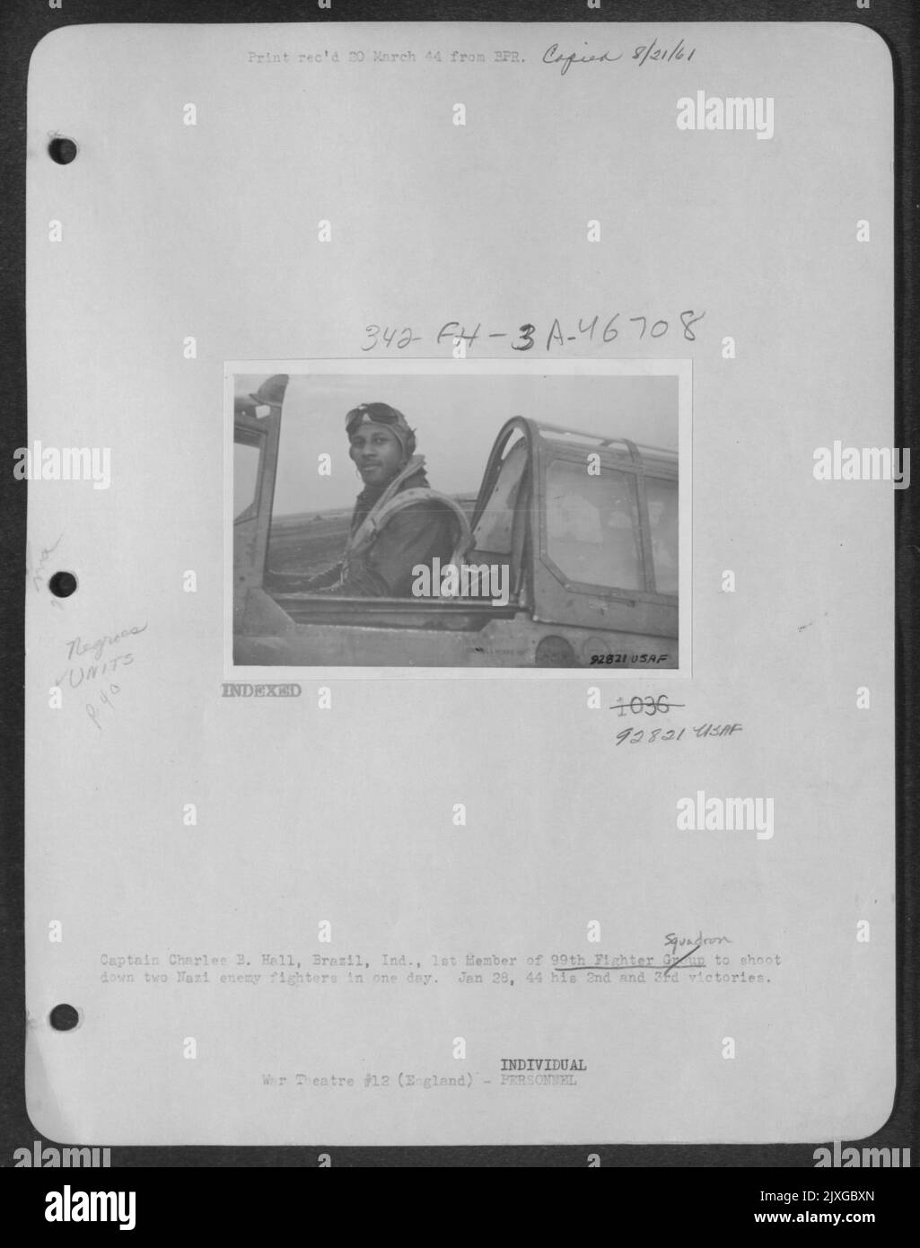 Captain Charles B. Hall, Brazil, Ind., 1St Member Of 99Th Fighter ...