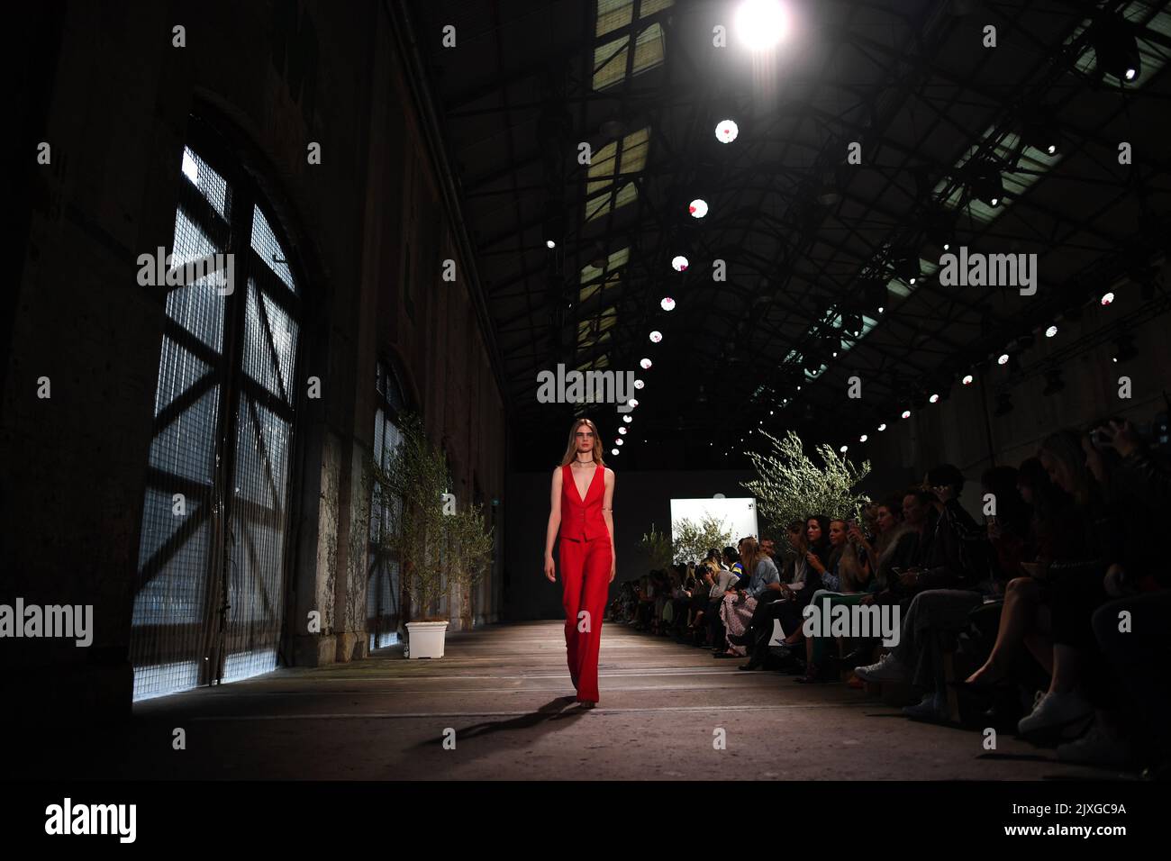 A model wears a creation by Hansen & Gretel during the Mercedes-Benz ...