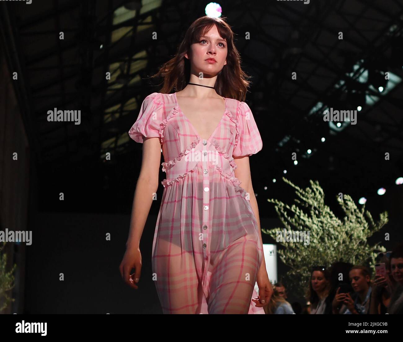 A model wears a creation by Hansen & Gretel during the Mercedes-Benz ...