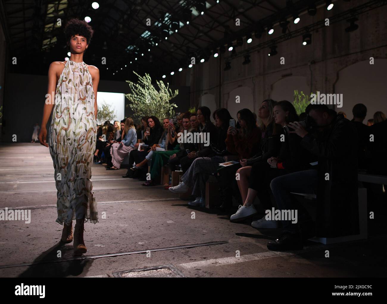 A model wears a creation by Hansen & Gretel during the Mercedes-Benz ...