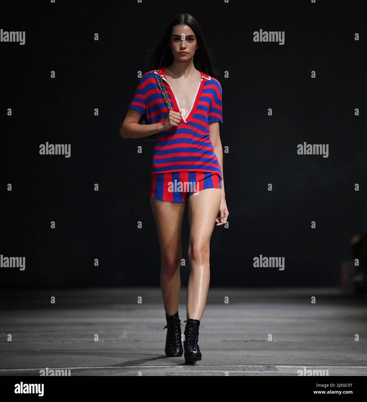 A model wears a creation by Hansen & Gretel during the Mercedes-Benz ...