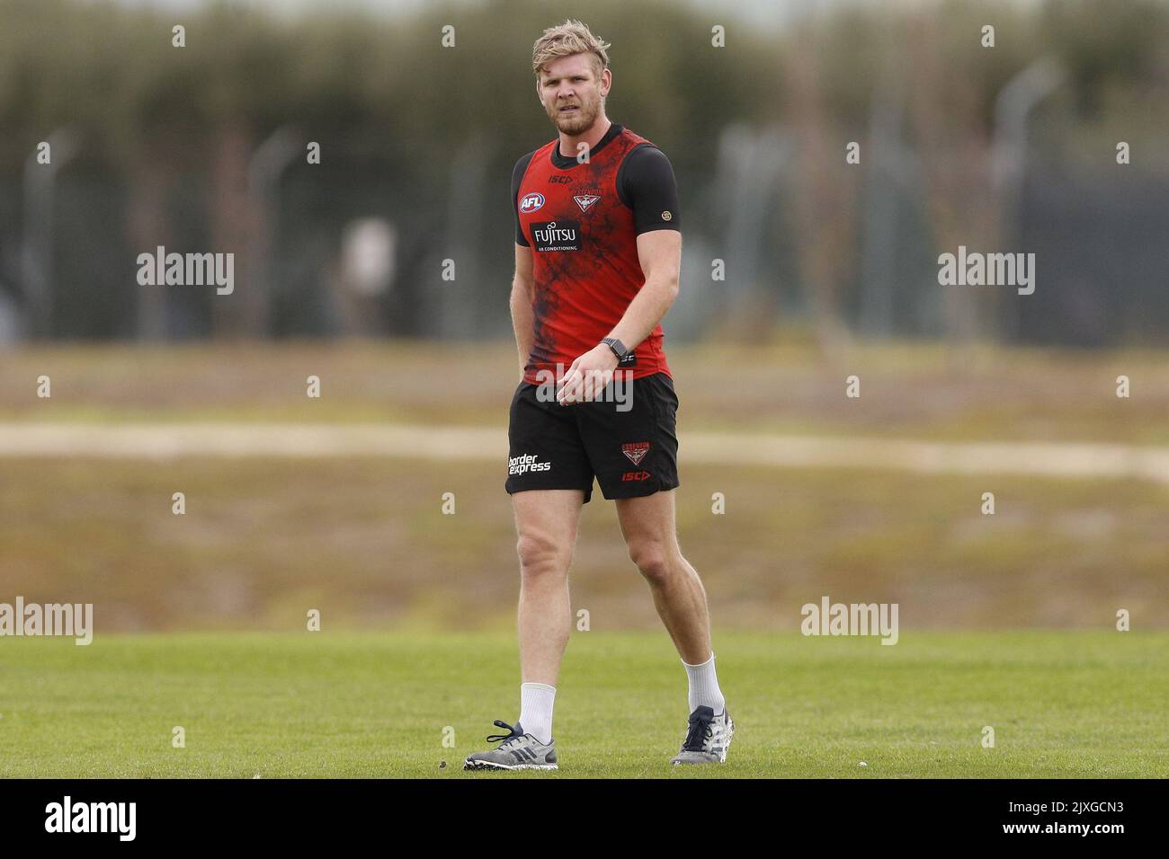 Michael Hurley looks on during an Essendon Football Club training ...