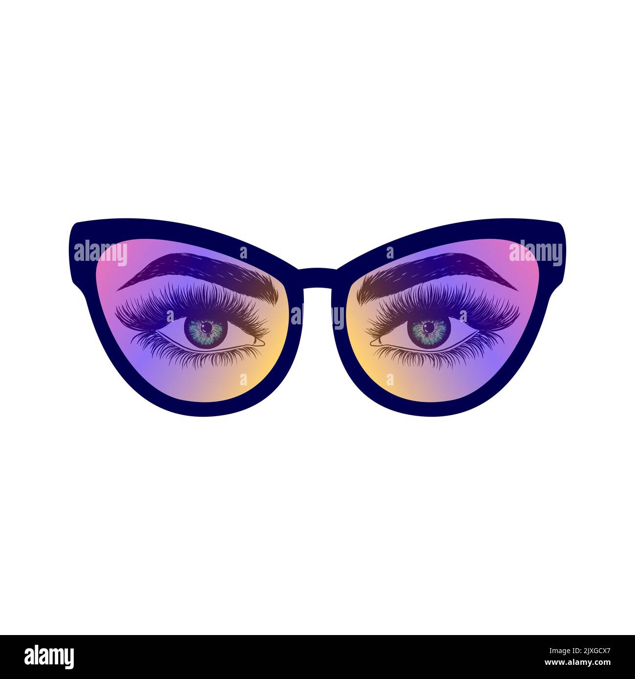 female eyes with colorful eyeglasses Stock Vector Image & Art - Alamy