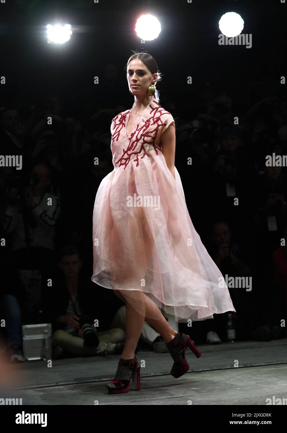 A model wears a creation by Gillian Garde during the FDS: The ...