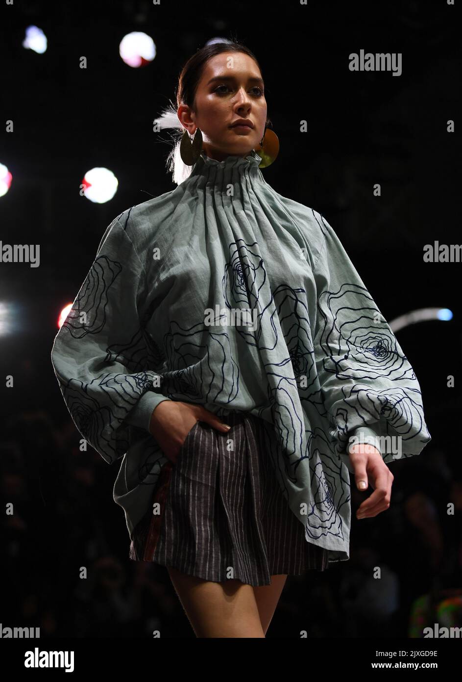 A model wears a creation by Gillian Garde during the FDS: The ...