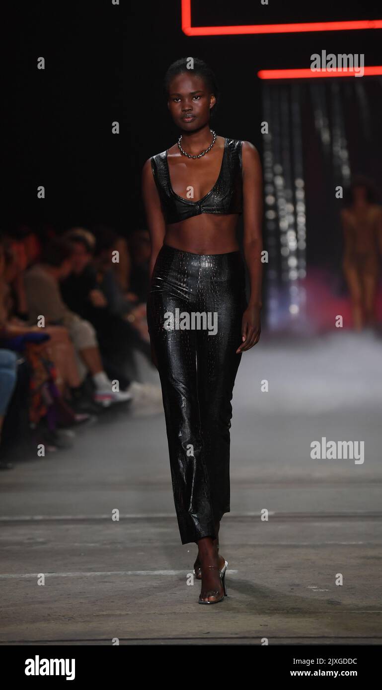 A model wears a creation by I.Am.Gia during the Mercedes-Benz Fashion ...