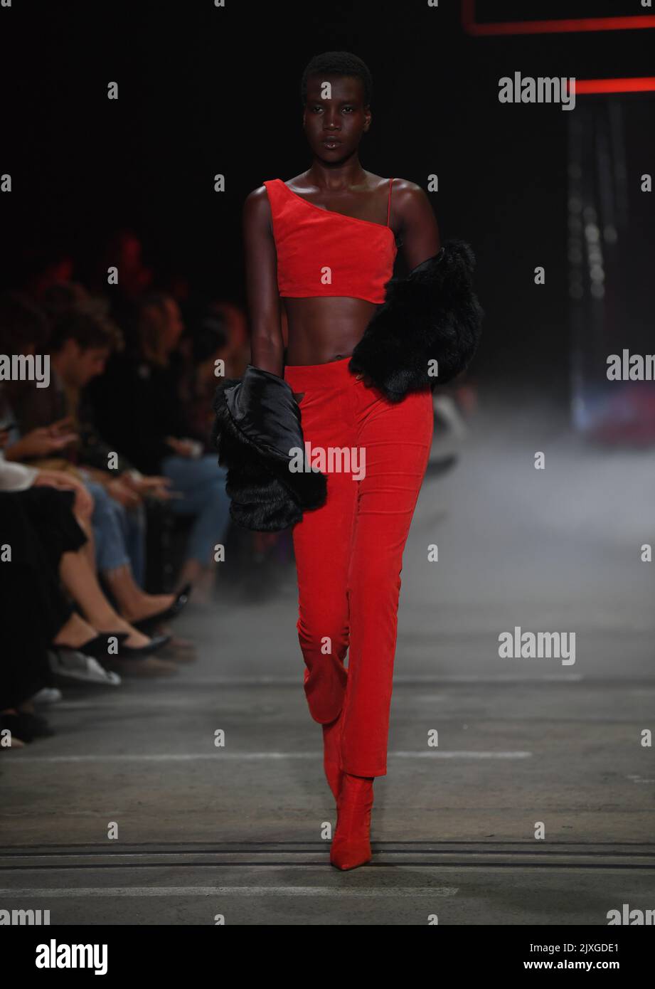 A model wears a creation by I.Am.Gia during the Mercedes-Benz Fashion ...