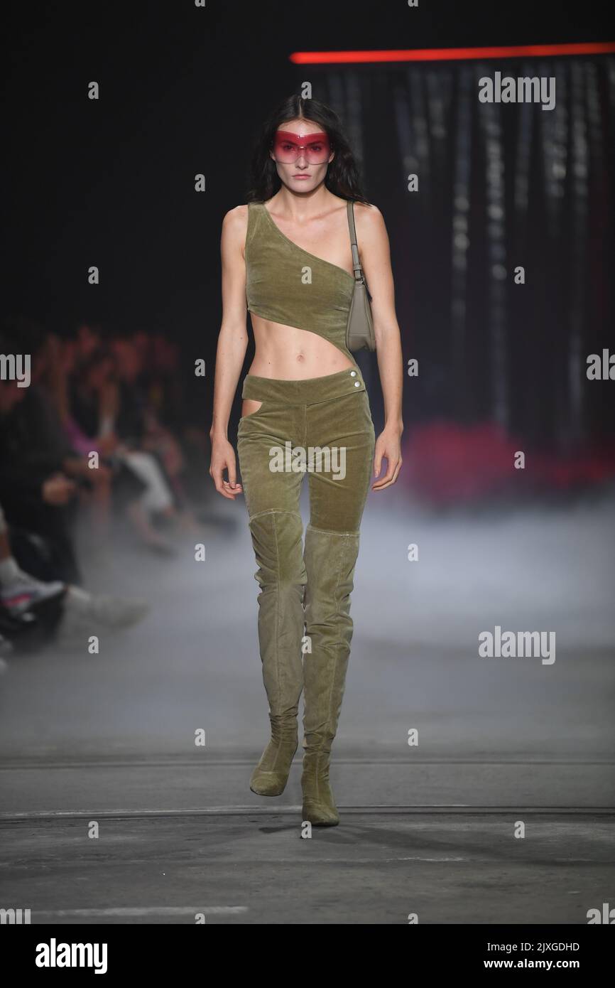 A model wears a creation by I.Am.Gia during the Mercedes-Benz Fashion ...