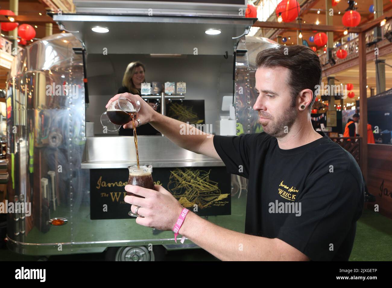 Brewer Hayden Morgan with a James Squire Shipwreck beer created from a ...