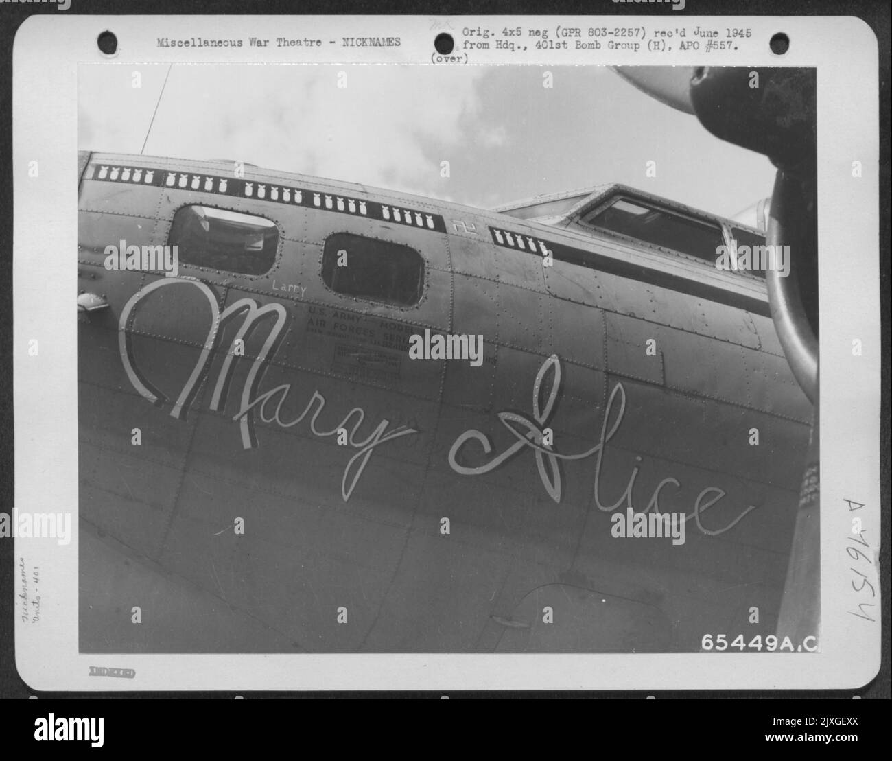 The Boeing B-17 "Flying Fortress" 'Mary Alice' Of The 401St Bomb Group ...