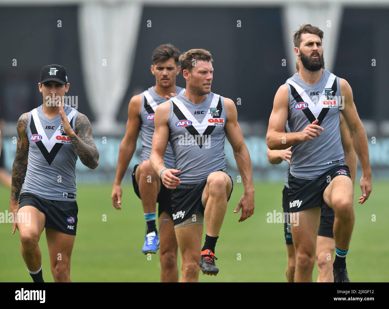 Port Power players are seen during a training session at the Adelaide ...