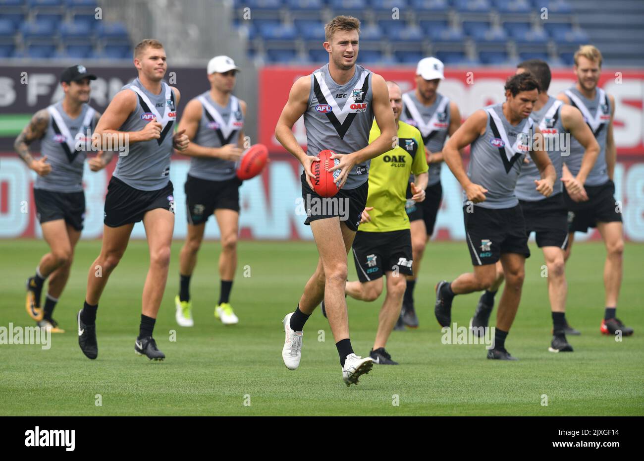 Port Power players are seen during a training session at the Adelaide ...