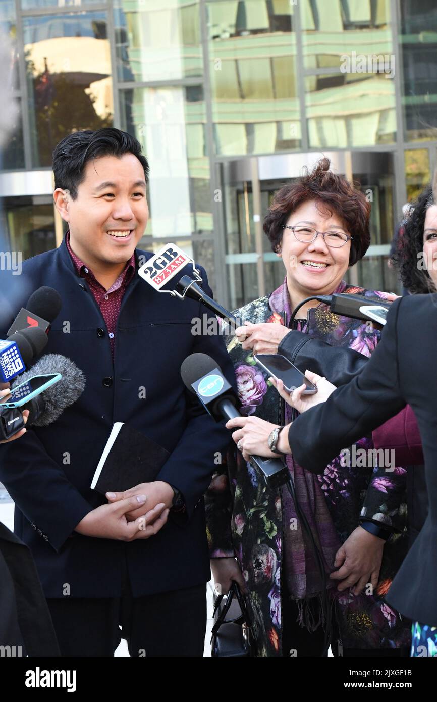 Son of Curtis Cheng, Alpha Cheng (left) and his Mother Selina Cheng ...