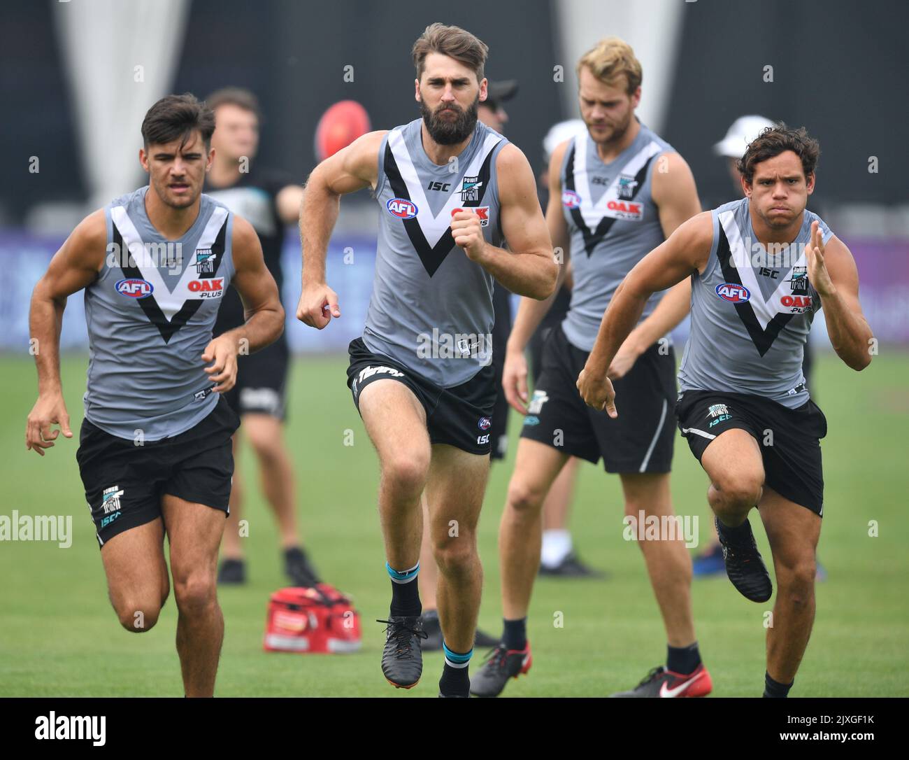 Port Power players are seen during a training session at the Adelaide ...