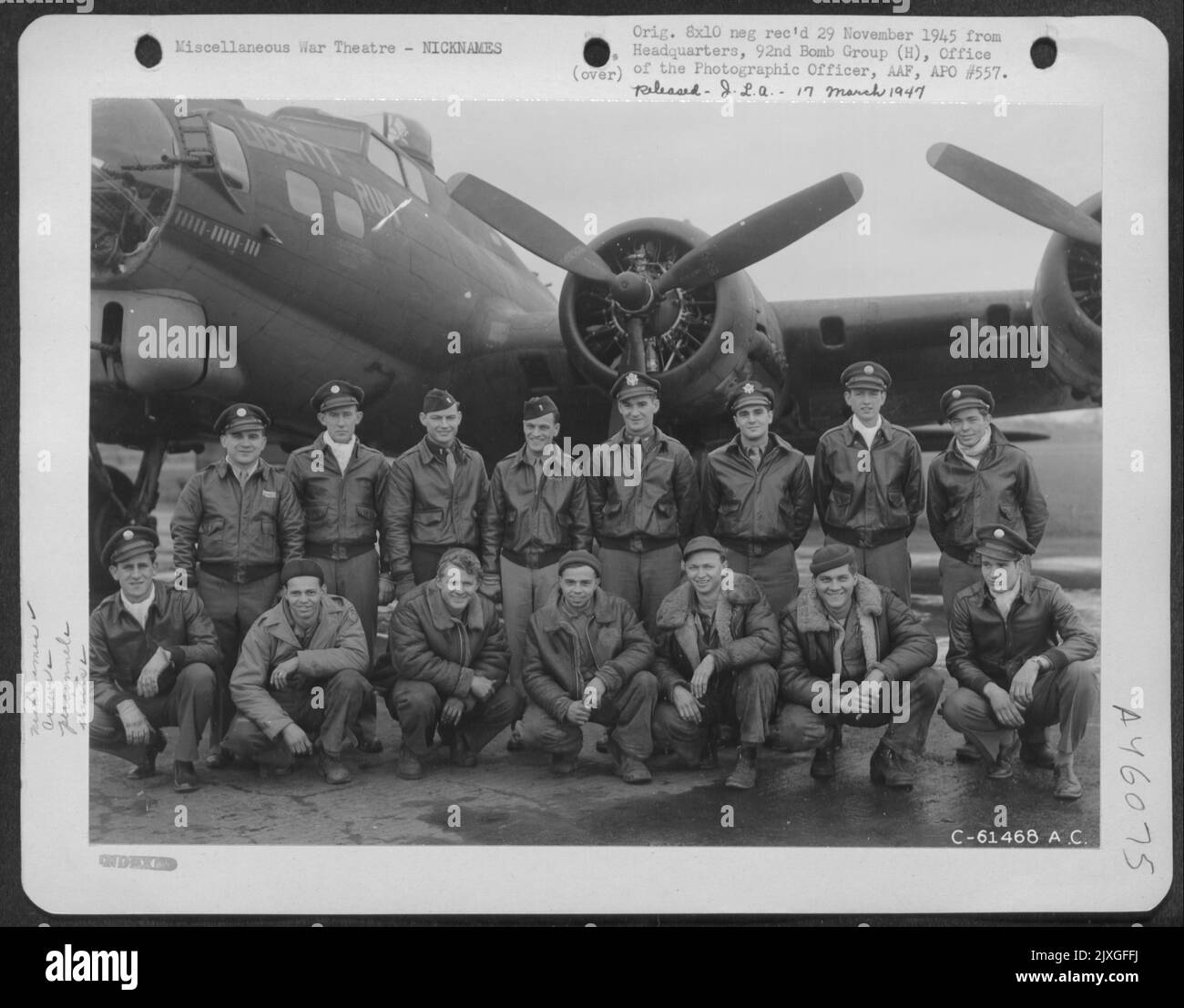 Lt. Koss And Crew Of The 92Nd Bomb Group Beside The Boeing B-17 "Flying ...