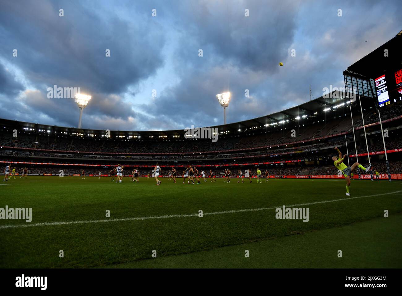 A boundary throw in during the Round 9 AFL match between the Essendon ...