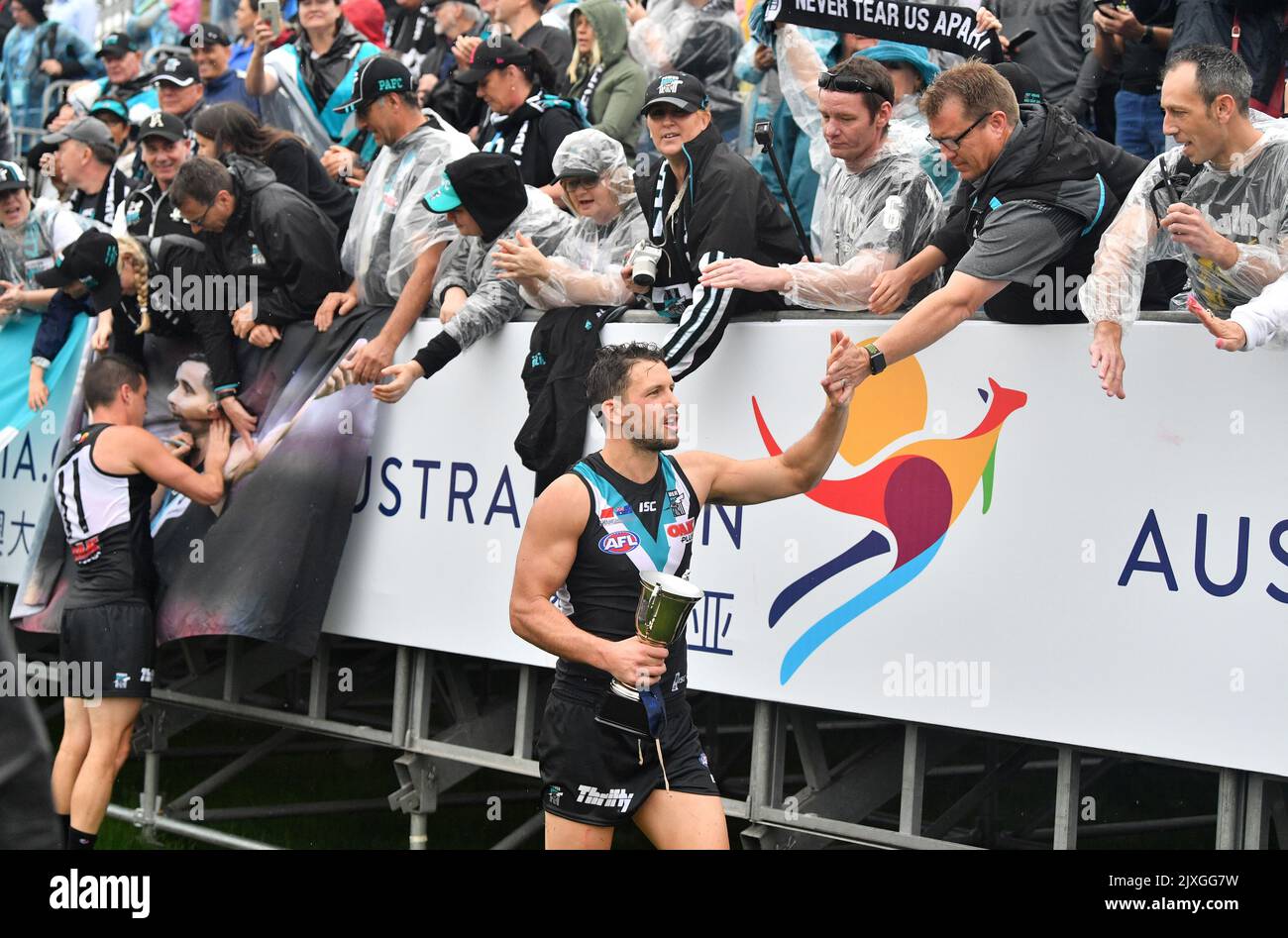 Travis Boak of the Power is seen after the Round 9 AFL match between ...