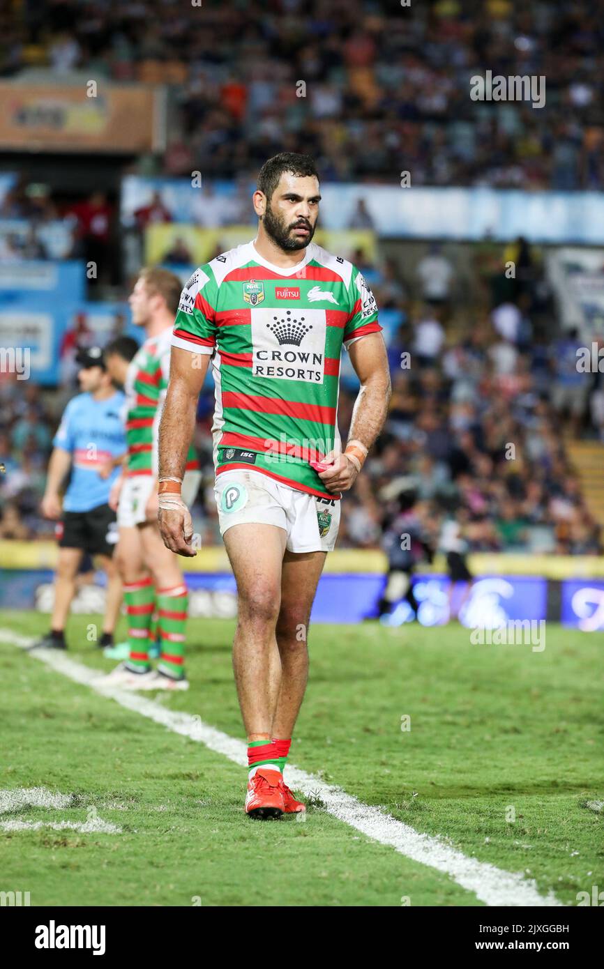 Greg Inglis of the Rabbitohs reacts during the Round 11 NRL match ...
