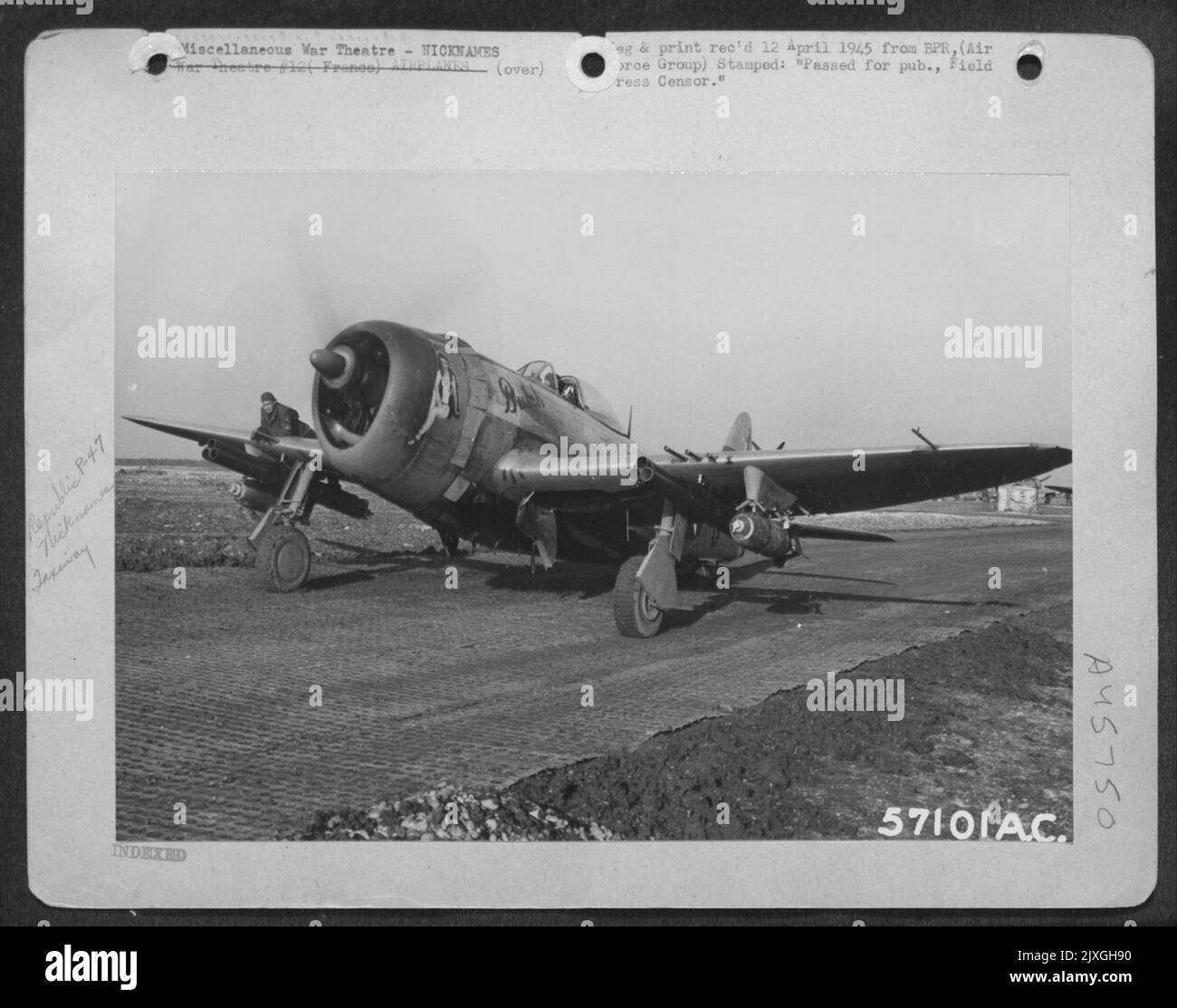 A Bomb-Laden, Rocket-Equipped Republic P-47 Thunderbolt Moves Down Taxi ...