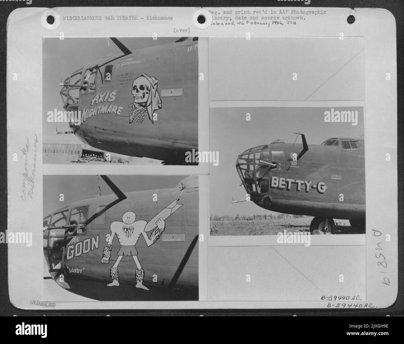 Composite Photo Of Nicknames On Consolidated B-24S. 'Axis Nightmare ...
