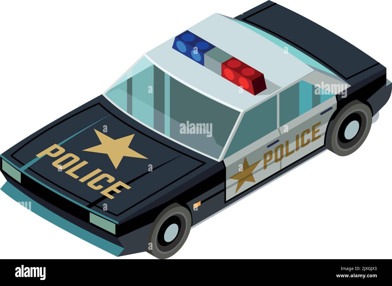 Patrol car front isometric icon. Police auto Stock Vector Image & Art ...