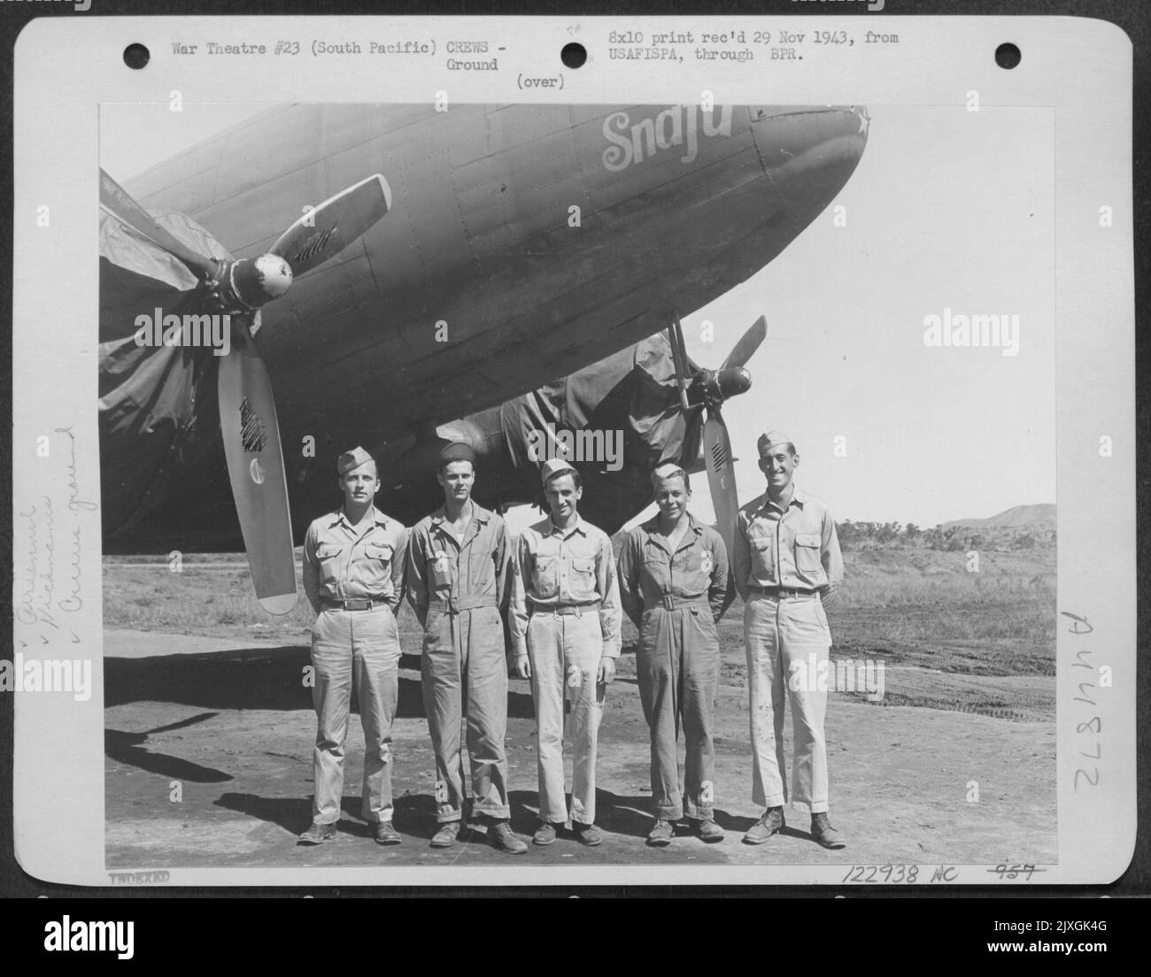 Crew Members Of The Famed 13Th Air Force, Pose In Front Of 'Snafu', The ...