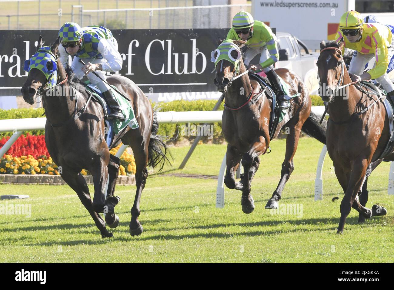 Jockey Blake Shinn rides Prime Candidate (left) to victory in Race 3 ...