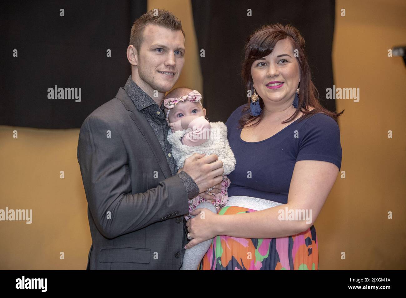 Boxer Jeff Horn is seen with his wife Joanna and child Isabelle during ...