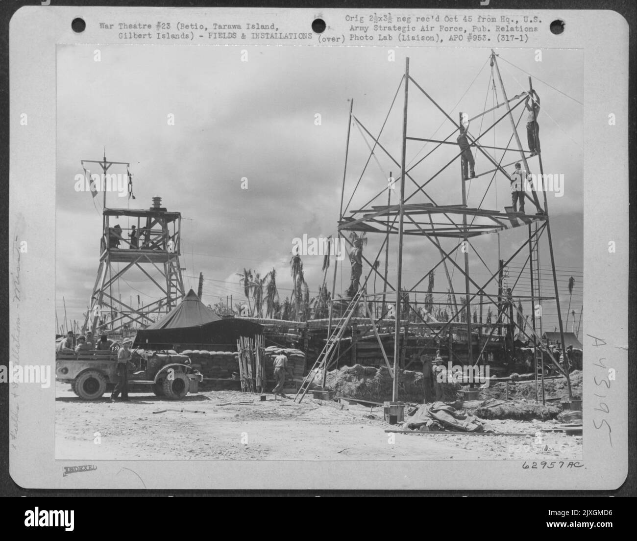Control Tower Under Construction On Betio, Tarawa Island, In The ...