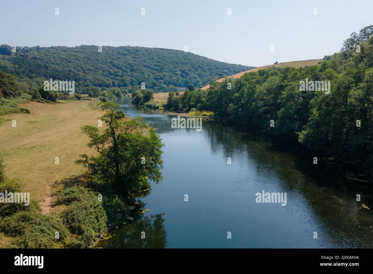 Aerial view of River Wye in Monmouthshire- Wales UK Stock Photo - Alamy