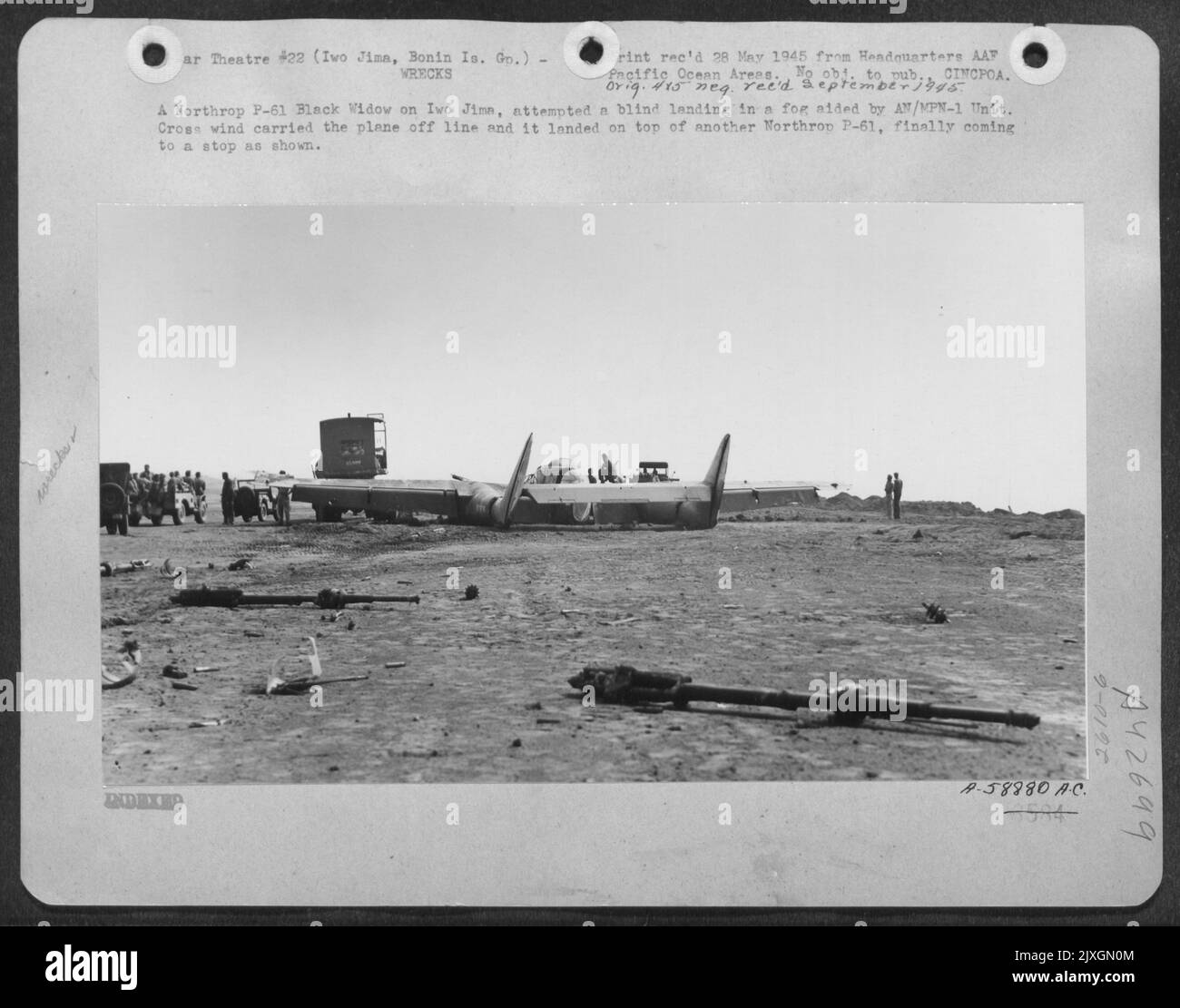A Northrop P-61 Black Widow On Iwo Jima, Attempted A Blind Landing In A ...