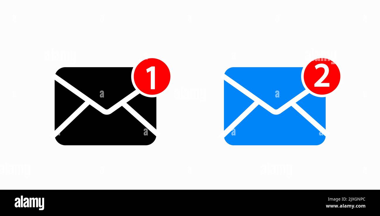 New incoming message envelope with One and Two notification, vector Stock Vector Image & Art - Alamy