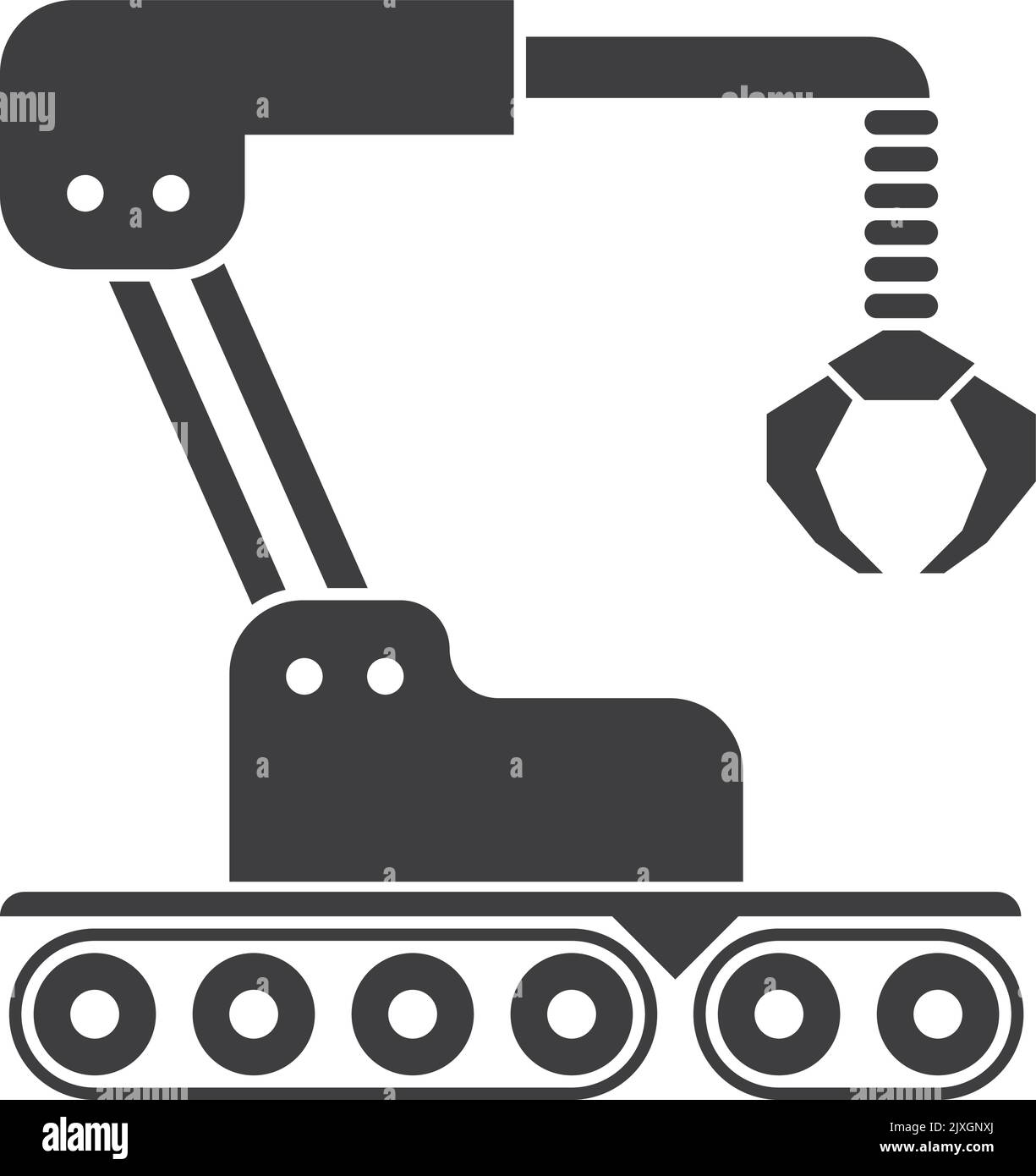 Mechanic arm on conveyor belt. Industrial machinery icon Stock Vector ...