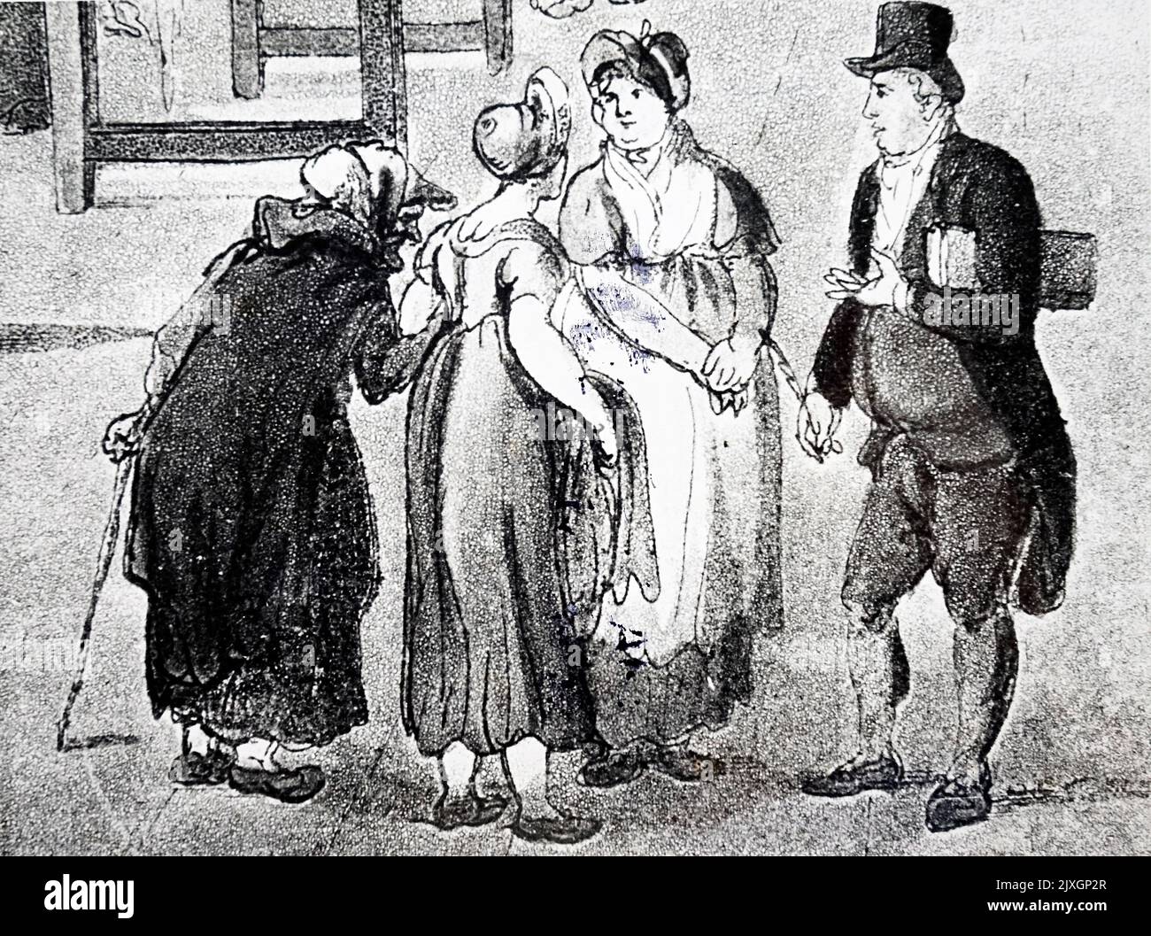 Illustration depicting a Workhouse Superintendent receiving an old ...