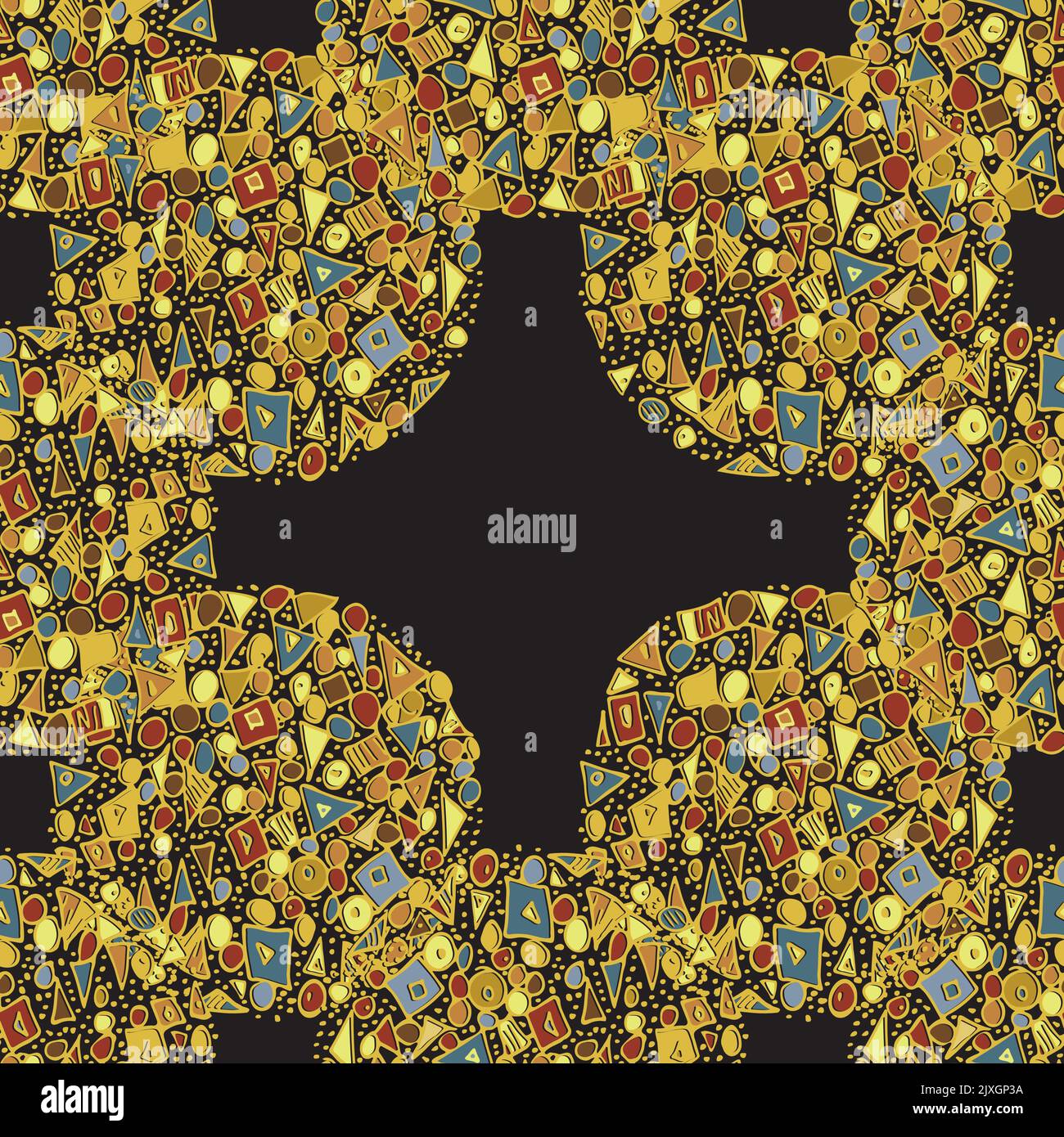 Gold mosaic vector seamless pattern background with black cross centre ...