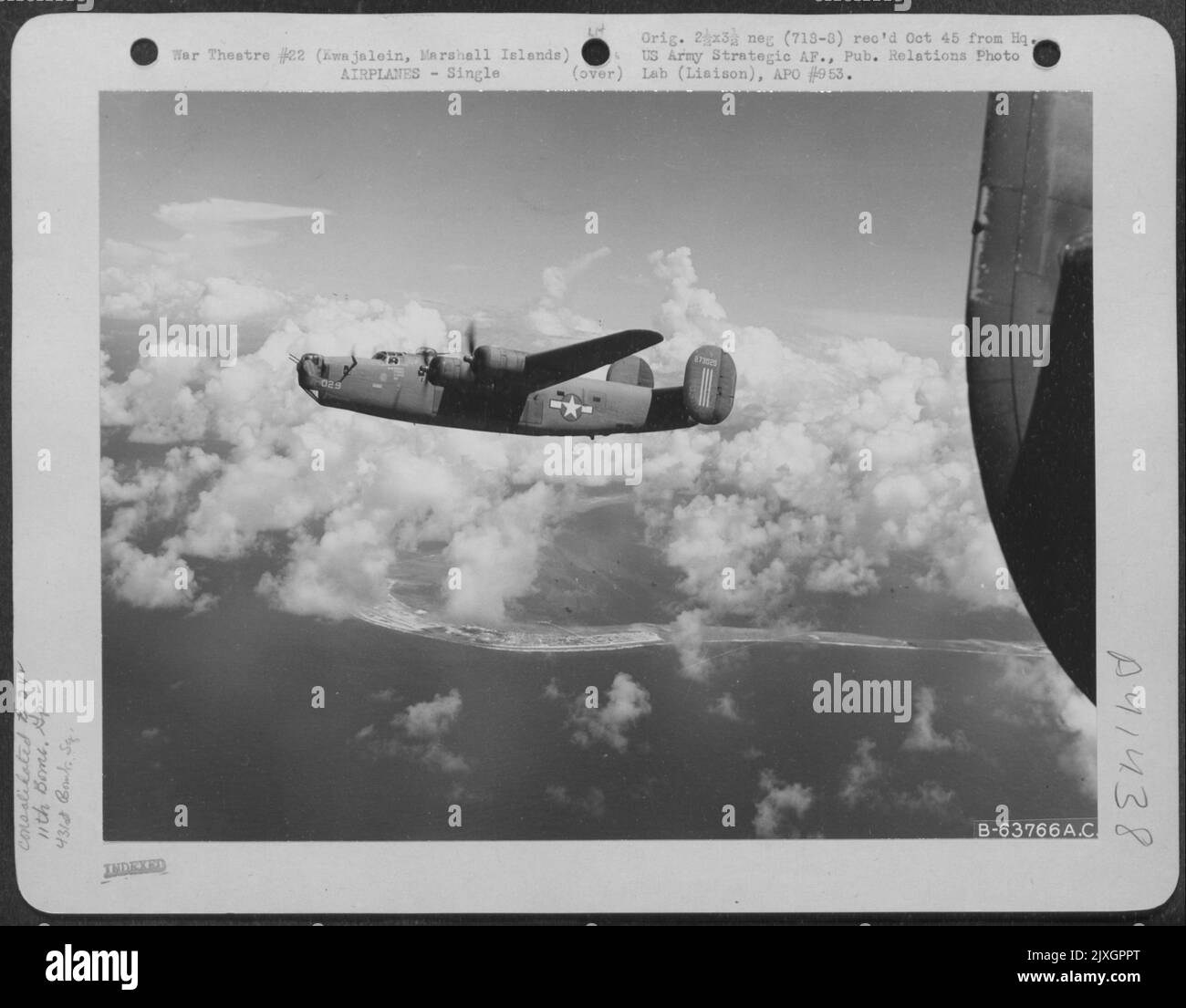 Consolidated B-24 "Liberator" Of The 11Th Bomb Group Over Kwajalin ...