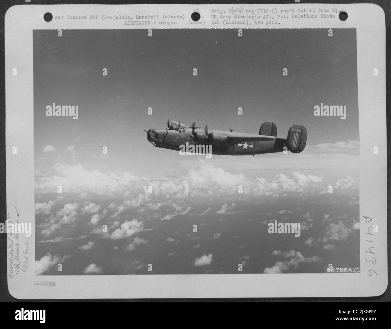 Consolidated B-24 'Liberator' Of The 11Th Bomb Group Over Kwajalin, Marshall Islands, June 1944 ...