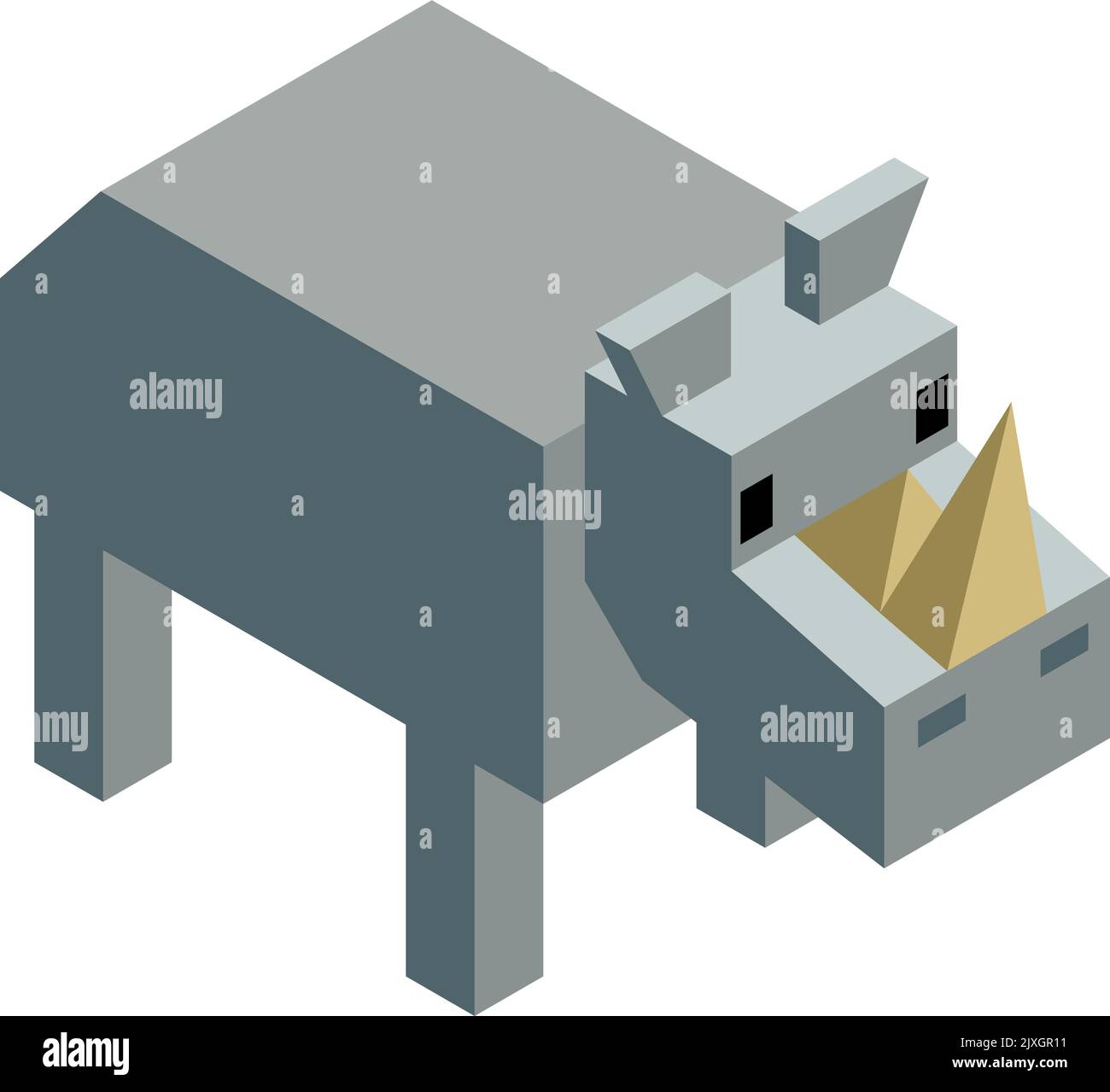 Isometric rhinoceros. Low poly pixel animal icon Stock Vector Image ...