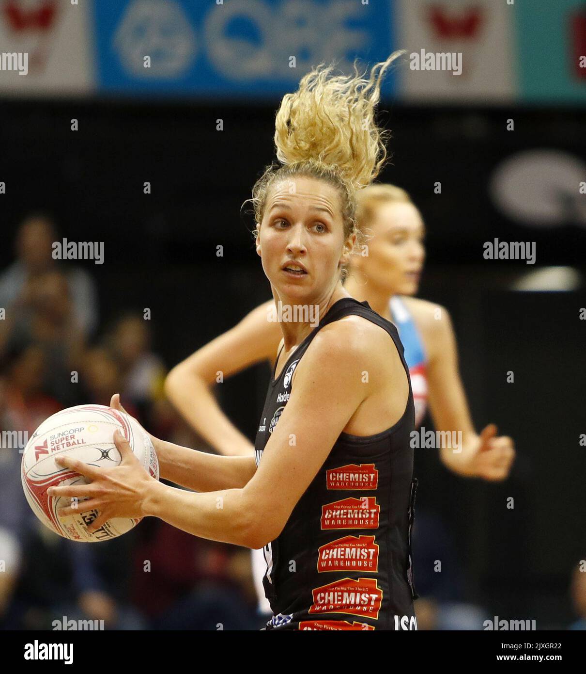Erin Bell of the Magpies receives the ball during the Round 5 Super ...
