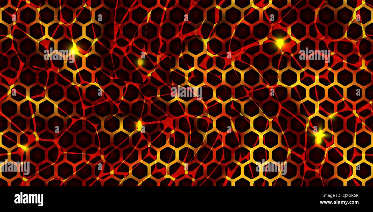 Seamless lava pattern with cracked honeycomb ground texture. Hot magma ...