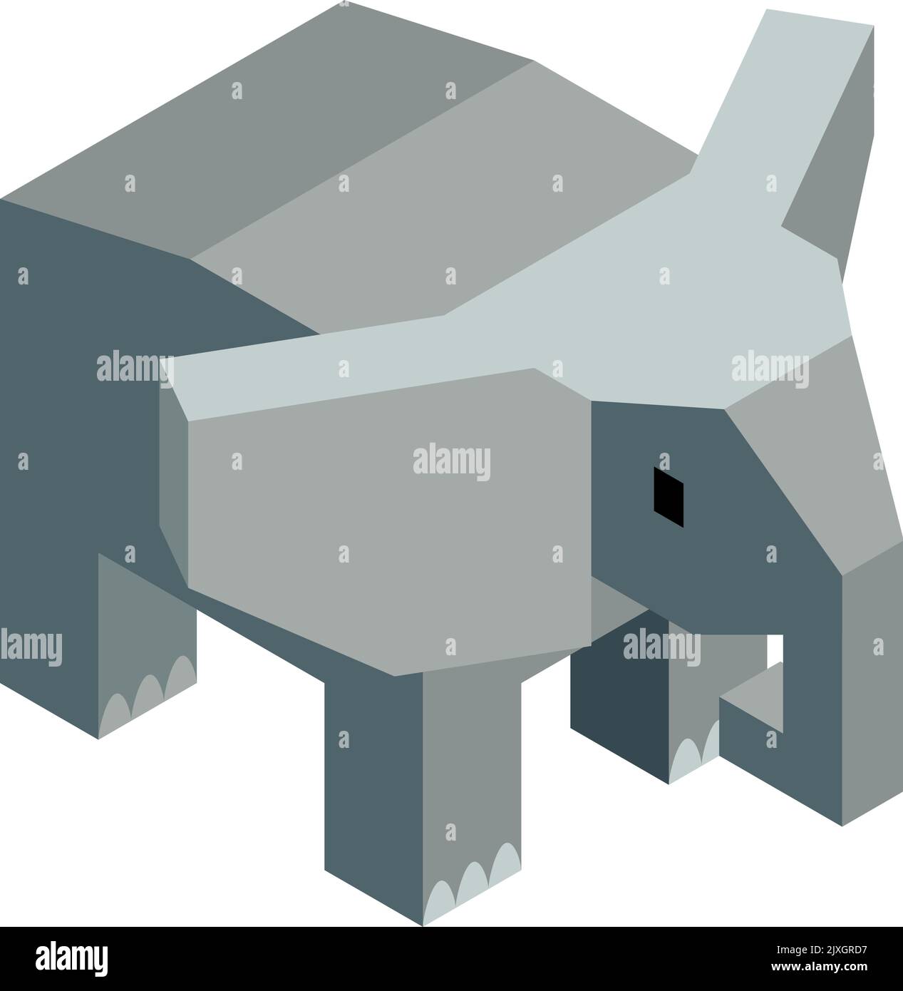 Geometric elephant. Craft game cute jungle animal Stock Vector Image ...