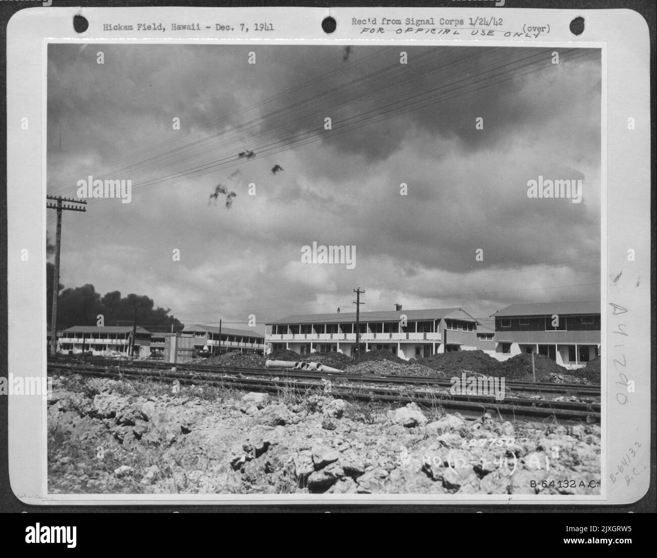 First Army Photo Of Bombing Of Hawaii, 7 Dec 41. Anti-Aircraft Fire ...