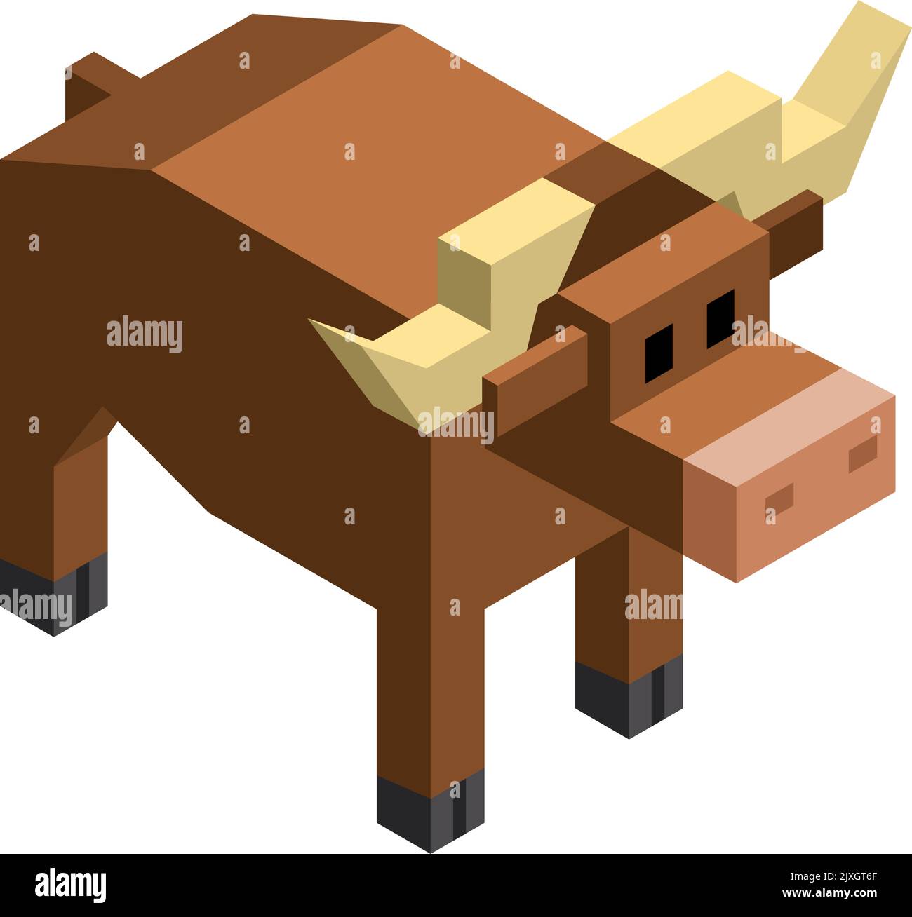 Isometric bull. Cubic animal. Pixel low poly icon Stock Vector Image ...