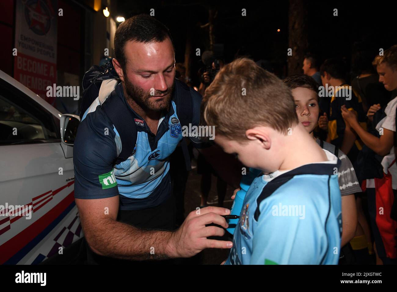 NSW Blues State of Origin captain Boyd Cordner signs autographs during ...