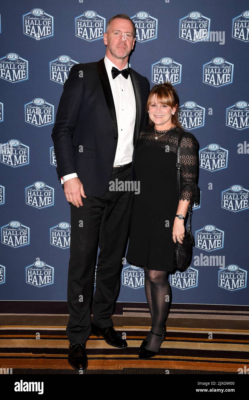 Essendon great Paul Salmon with his wife Jo on the red carpet at the ...